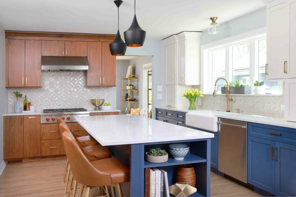 Tri-Color Kitchen with Mid-Century Modern Influences