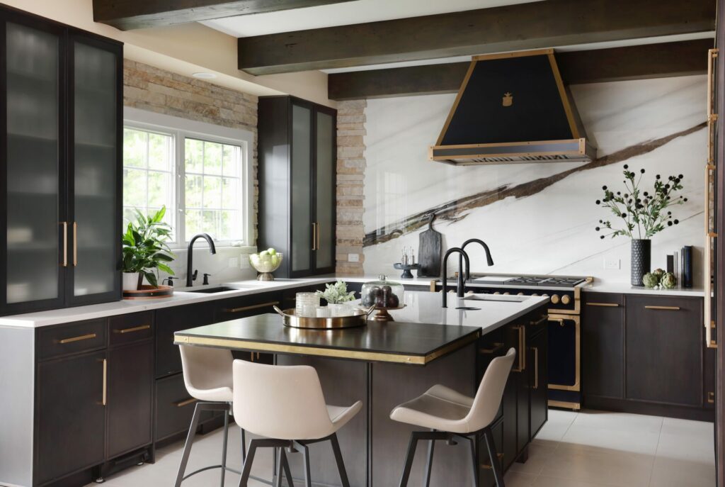 Black Kitchen with Gold Accents is all about Drama - Normandy Remodeling